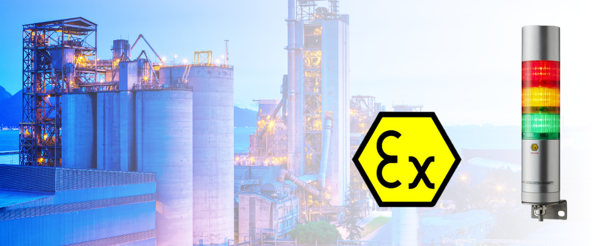 Light and sound signaling tower for potentially explosive zones from a ...